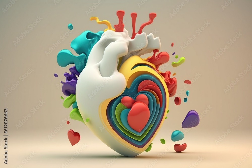 Heart. Cute cartoon healthy human anatomy internal organ character set ...