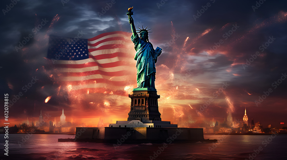 Independence day. Liberty enlightening the world Stock Illustration ...