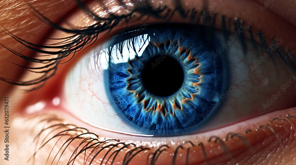 ภาพประกอบสต็อก Menschliches Auge, Close-Up, Zoom, intensive grüne und ...