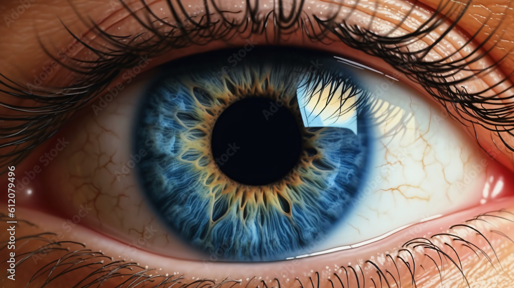 Menschliches Auge, Close-Up, Zoom, intensive grüne und blaue Iris ...