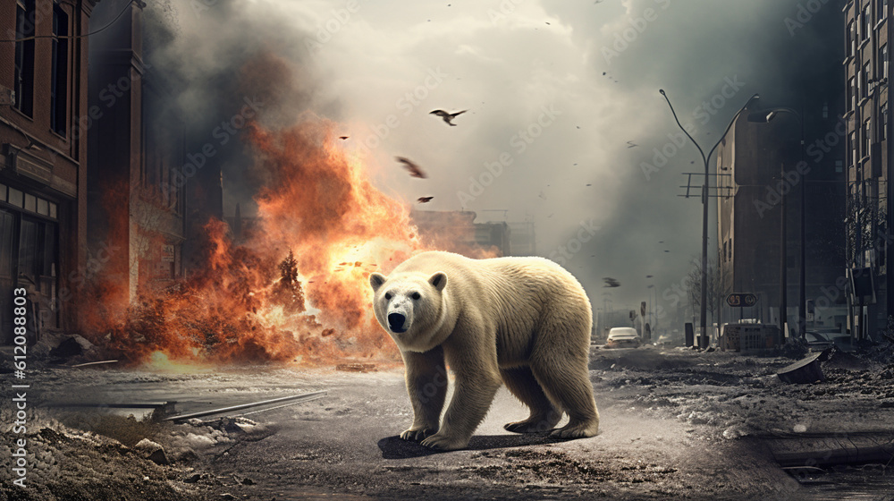 polar bear drives it into the city, industry and climate, co2 and ...