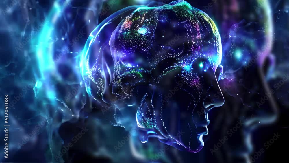 Inside Artificial Intelligence Digital Brain bid Data. AI deep learning computer machine ...