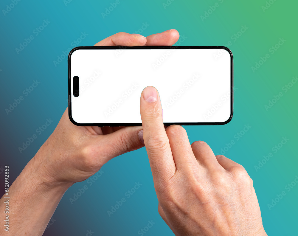 Lodz, Poland May 14 2023 hand holding iphone 14 pro max phone mockup ... Lodz, Poland May 14 2023 hand holding iphone 14 pro max phone mockup ...