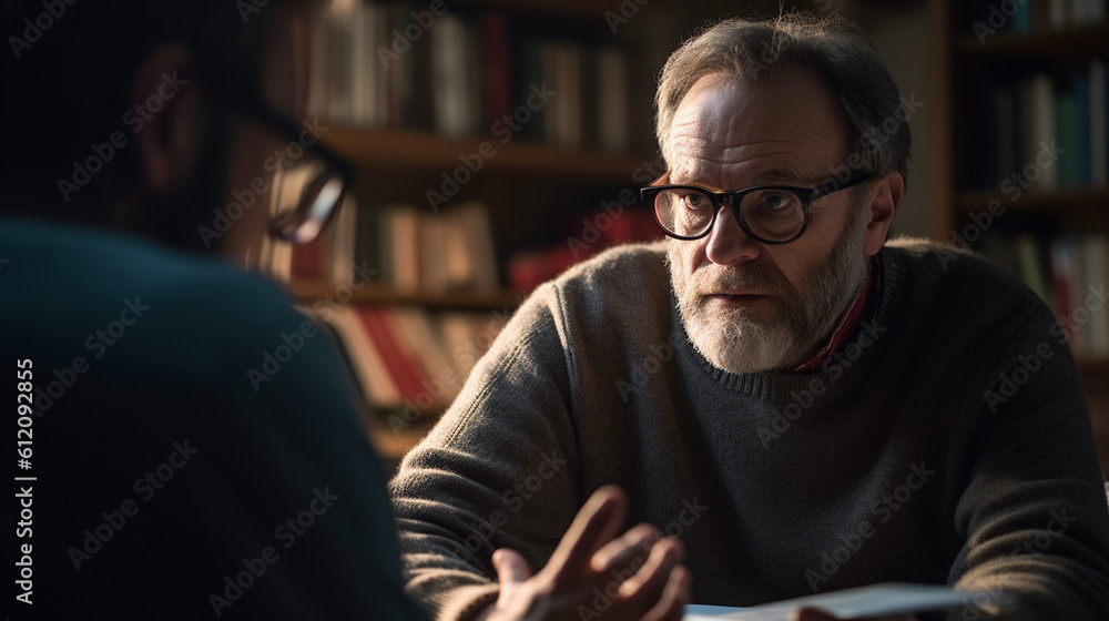 mature adult man with glasses and a receding hairline or thinning hair ...