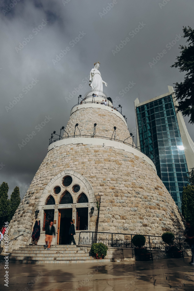 Harissa, Lebanon — 24.04.2023: The Shrine of Our Lady of Lebanon (also ...