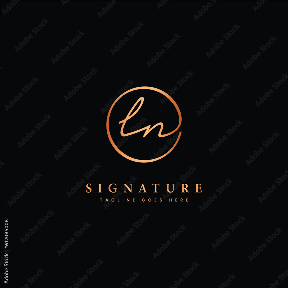 L, N, LN Initial letter handwritten and signature vector logo. Business ...