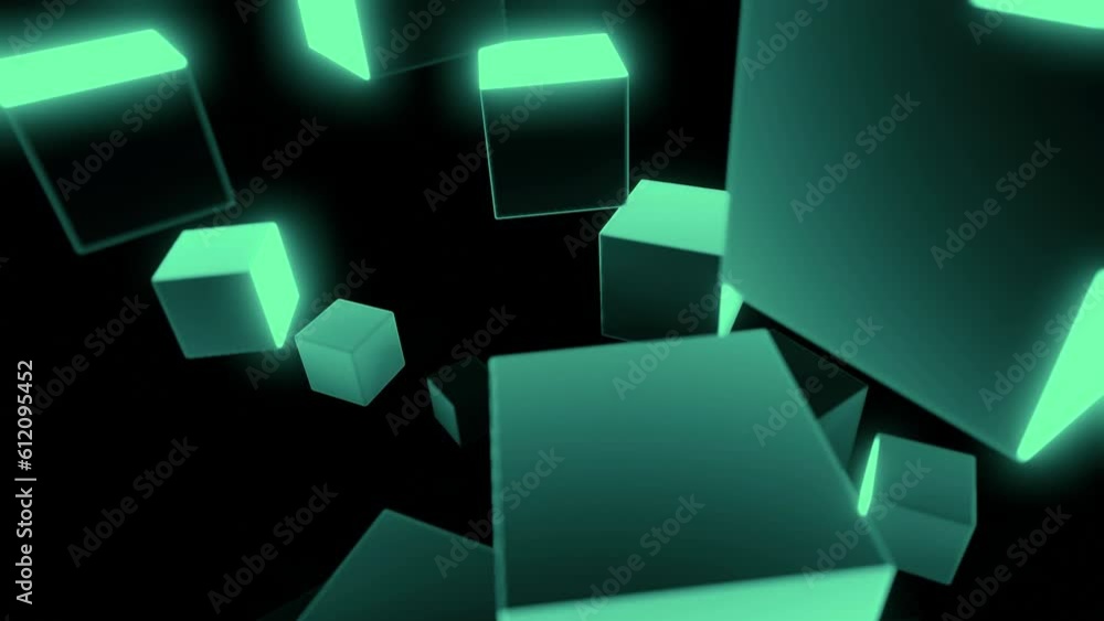 Vidéo Stock 3D cubes rotate in air. Design. Glowing 3d cubes move in ...
