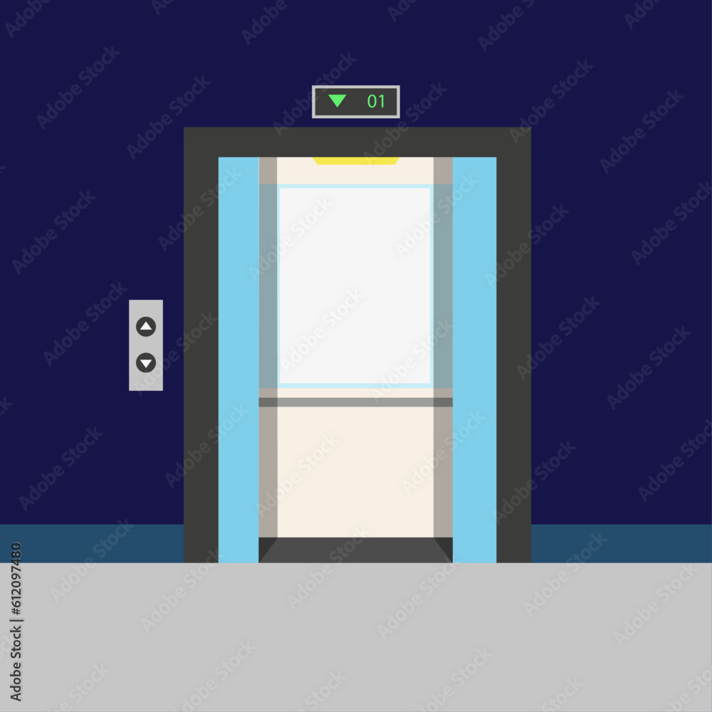 Vector illustration of the open elevator door. Vector illustration in ...
