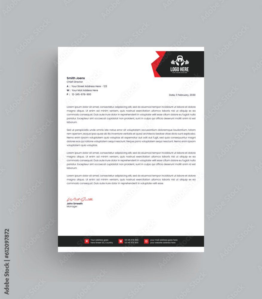 Modern Fitness gym Business Style Letterhead Design Vector Template For ...