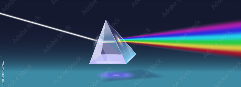 Realistic Prism, light and spectrum vector illustration. Prism and ...