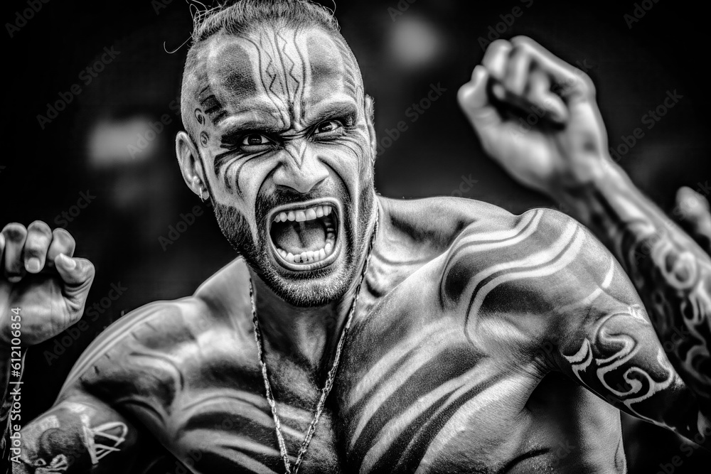 Black and White Photograph of a Traditional Rangatira Dance Haka ...