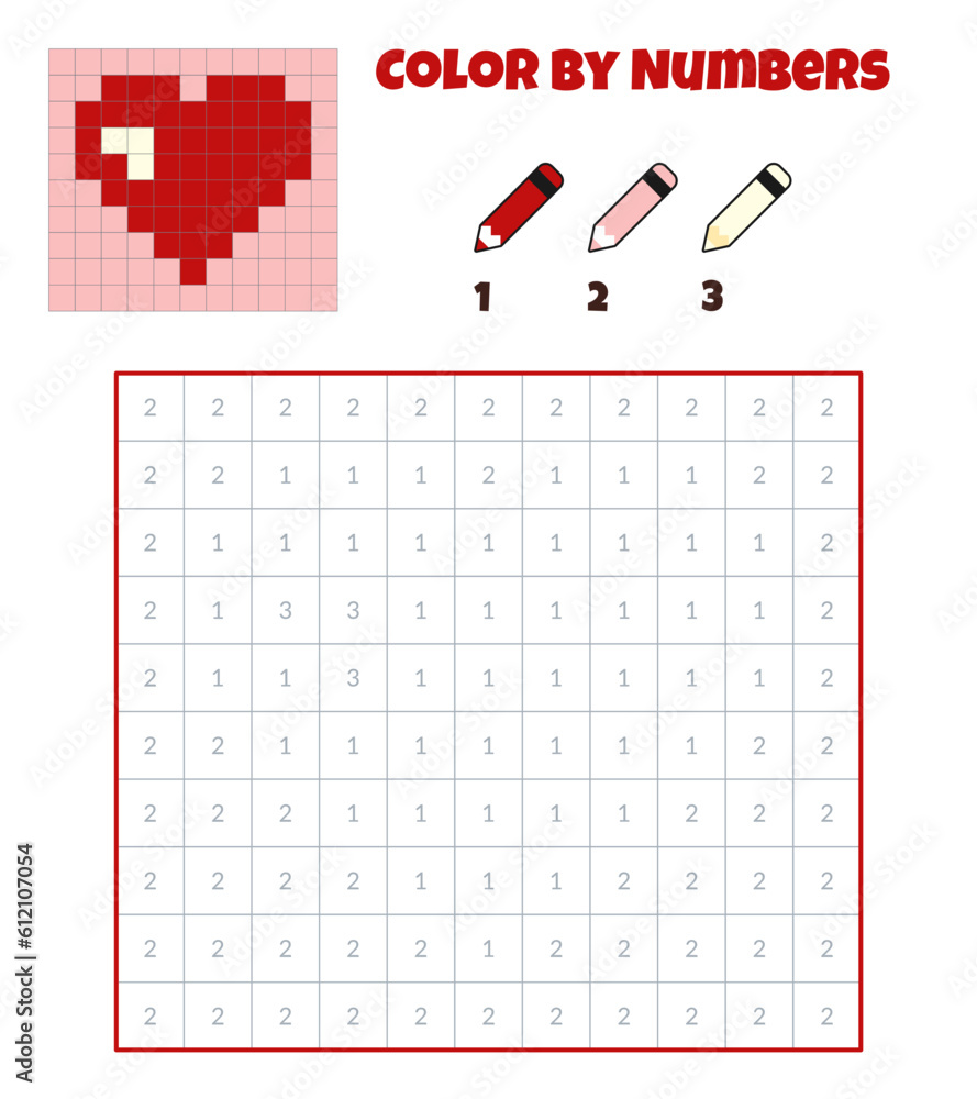 Color by numbers. Coloring book for kids.Pixel art เวกเตอร์สต็อก ...