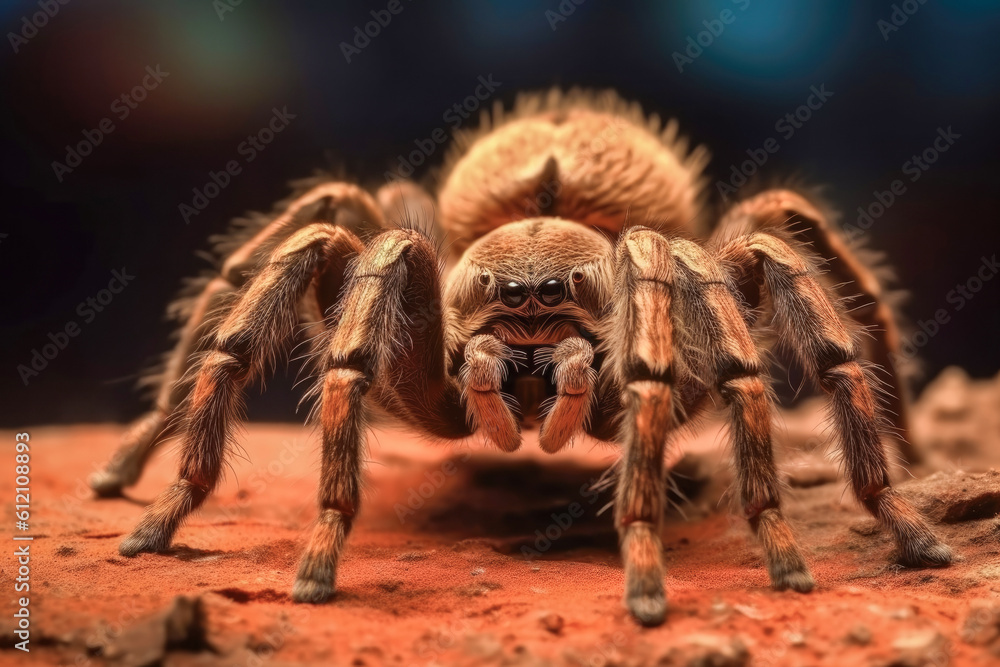 Majestic tarantula close-up, arachnid known for its fearsome hairy ...