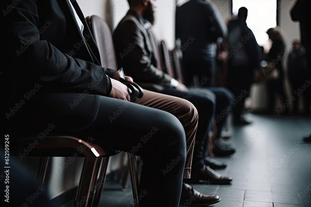 Cropped image of business people waiting for job interview in ...