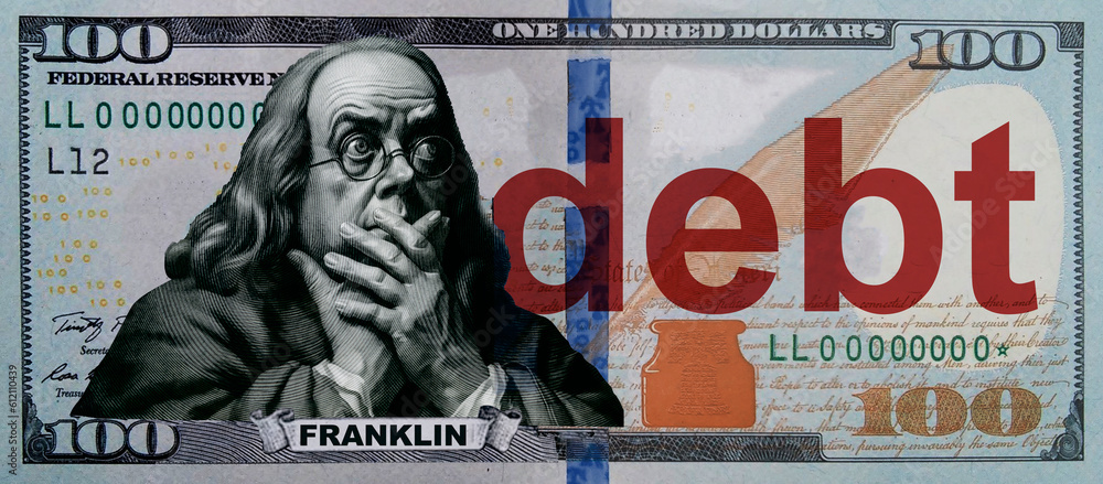 A humorous portrait, a parody of a hundred-dollar bill of the United ...