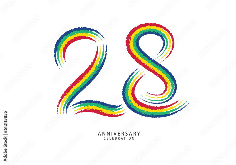 28 years anniversary celebration logotype colorful line vector, 28th ...