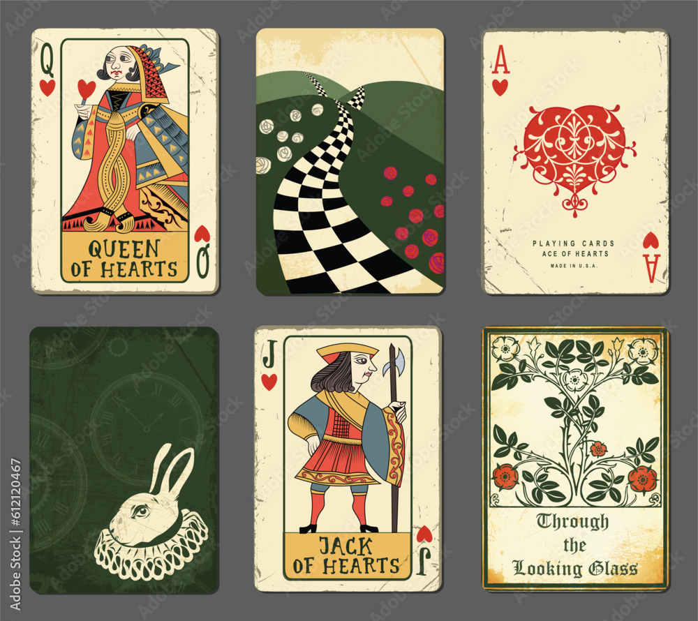 Alice in Wonderland Playing Cards illustrating novel by Lewis Carroll ...