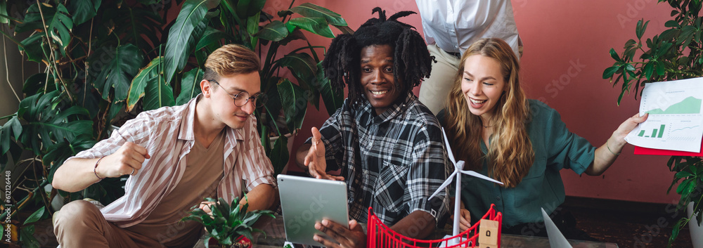International group of students working on modern urban architecture ...