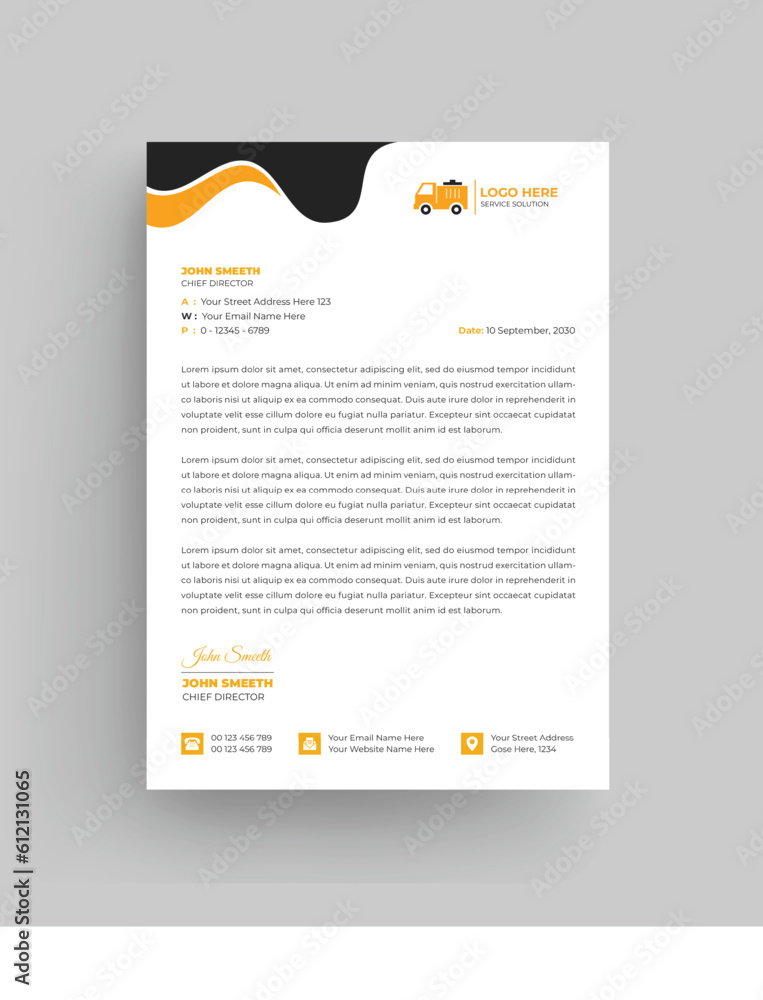 Junk Removal Business Style Letterhead Design Vector Template For Your ...