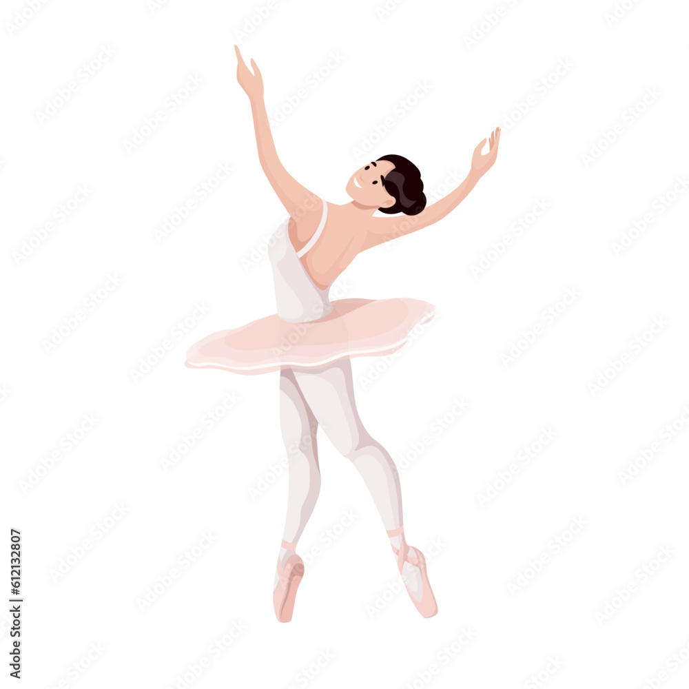 Ballerina dancing classic dance vector illustration. Cartoon isolated ...