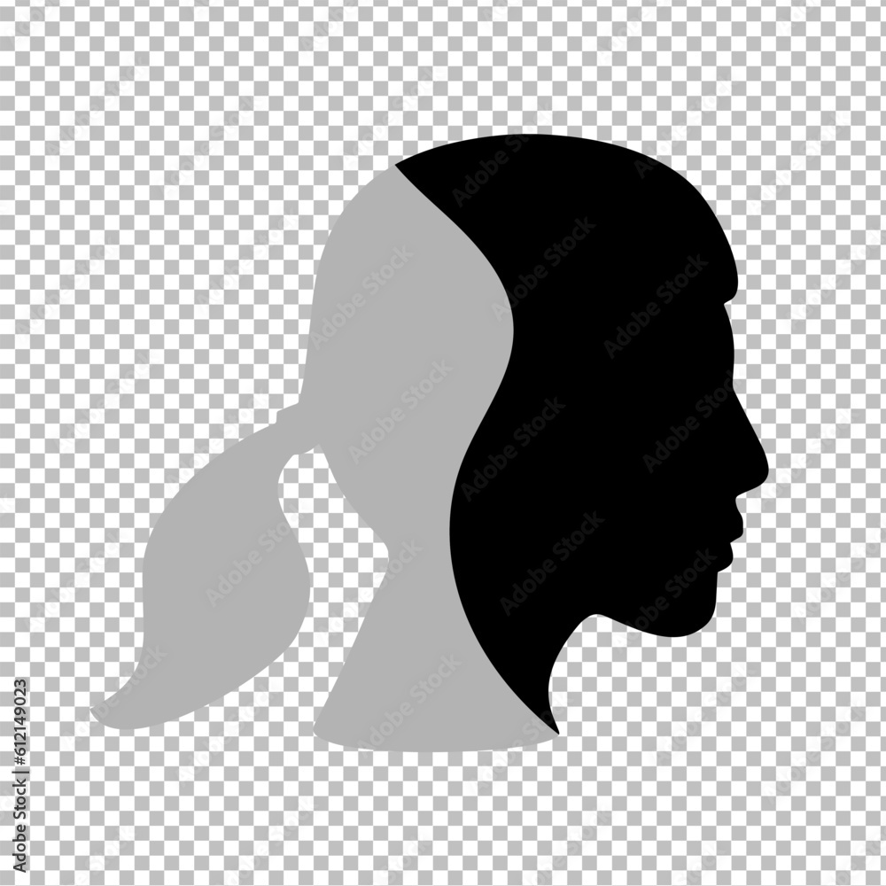 Beautiful profile of young woman on transparent background. black woman ...
