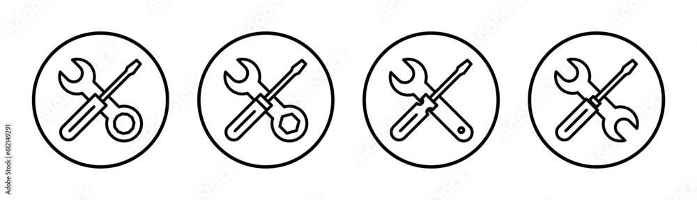 Repair tools icon set illustration. tool sign and symbol. setting icon ...