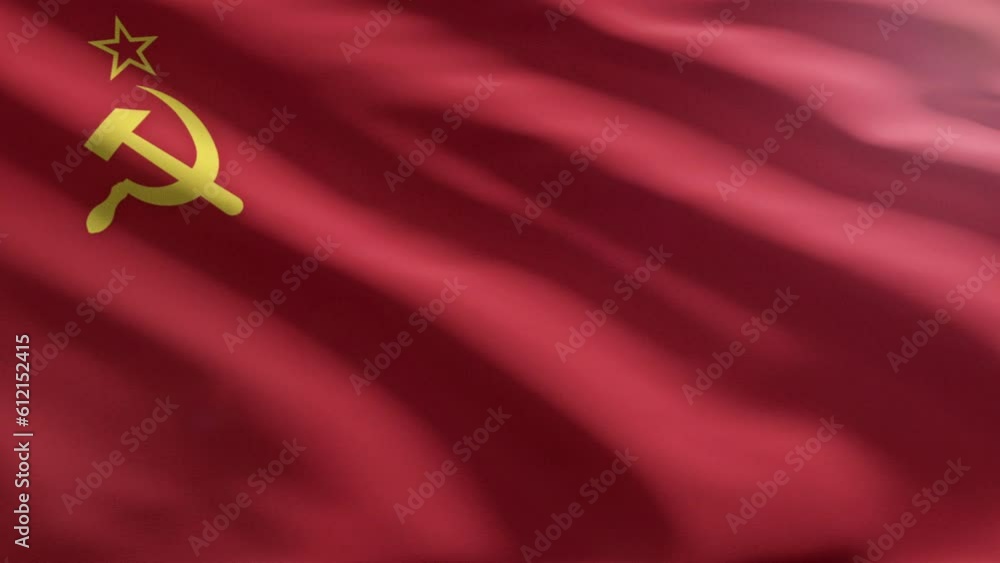 Waving the red flag of the communist Union of Soviet Socialist ...
