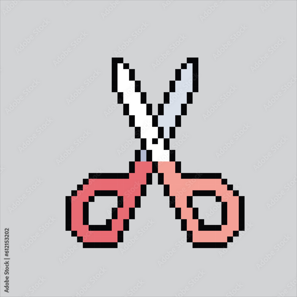 Pixel art illustration Scissors. Pixelated scissors tools. Scissors ...