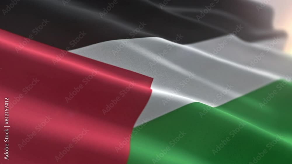 Animation of the realistic palestine flag fluttering with the wind ...
