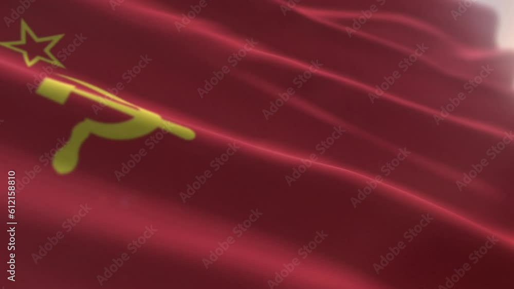 Fluttering the old Soviet Union national flag. National flag of the ...