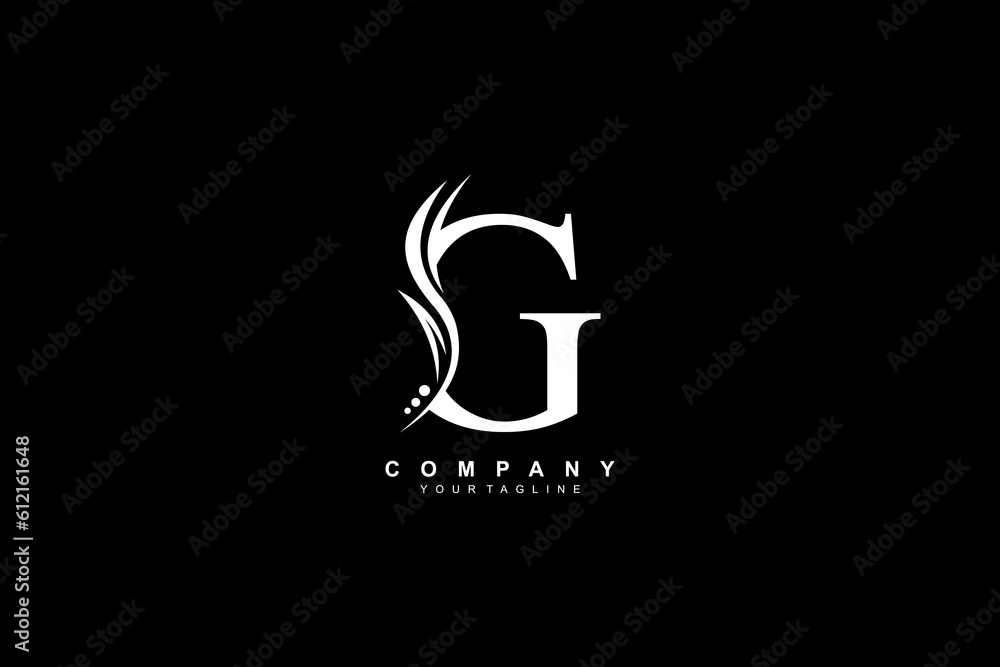 Luxury white G logo design with feather. premium G letter monogram logo ...
