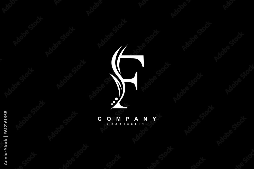 Luxury white F logo design with feather. premium F letter monogram logo ...