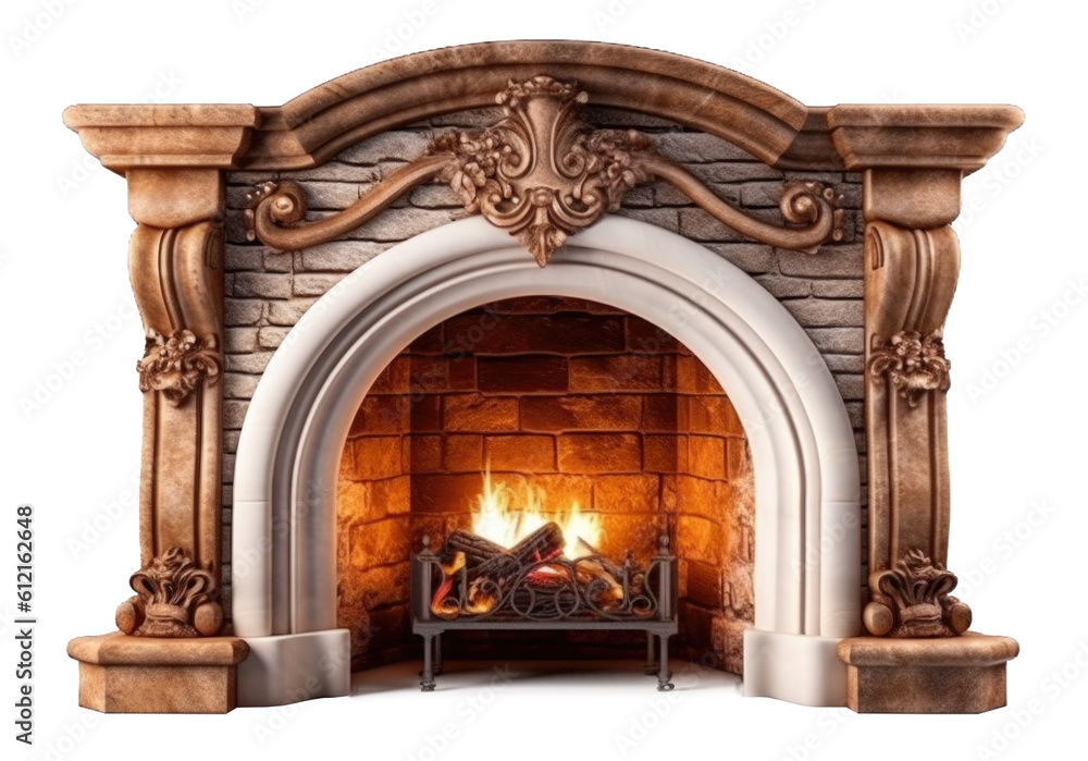 Fancy Fireplace Isolated on Transparent Background - Generative AI ...