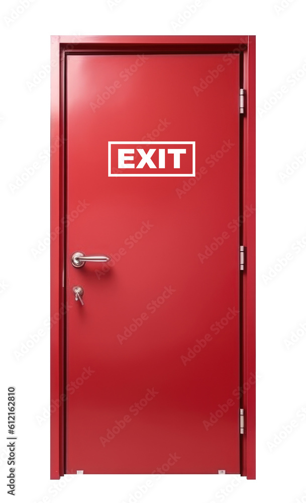 Red Exit Door Isolated on Transparent Background - Generative AI Stock ...