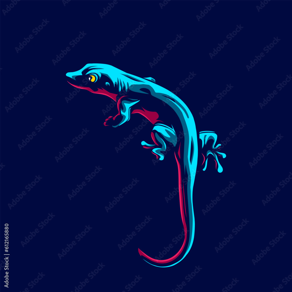 Lizard reptile line pop art potrait logo colorful design with dark ...