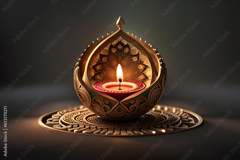 3D rendering indian lamp for diwali celebration on soft background ...