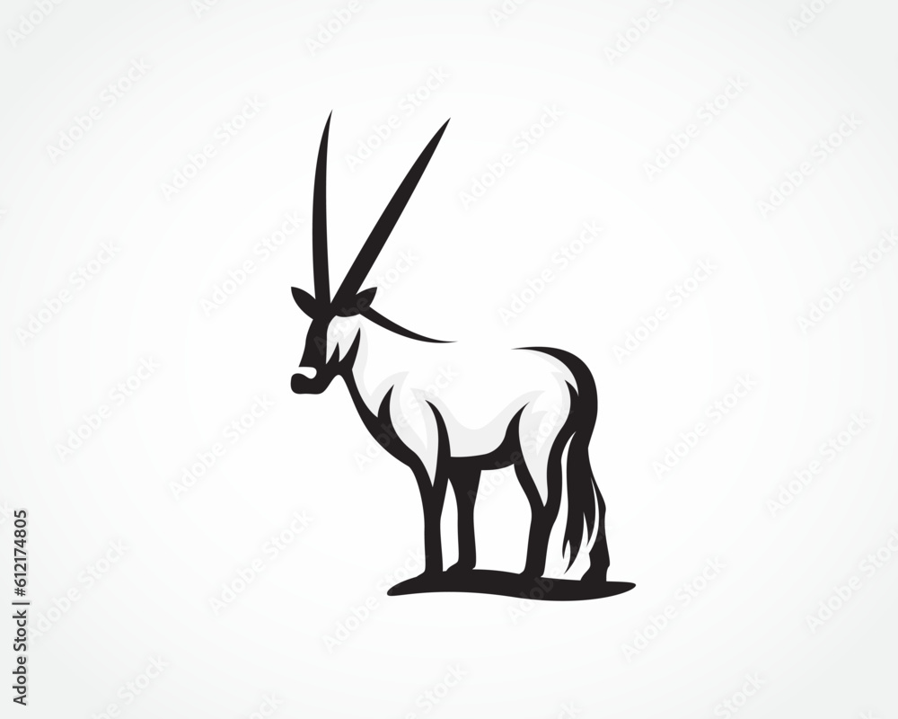 silhouette stand wild oryx logo design template illustration ...