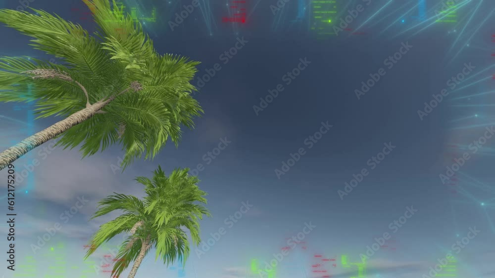 Soothing views of palm trees and sky and geometric shapes with a clean ...