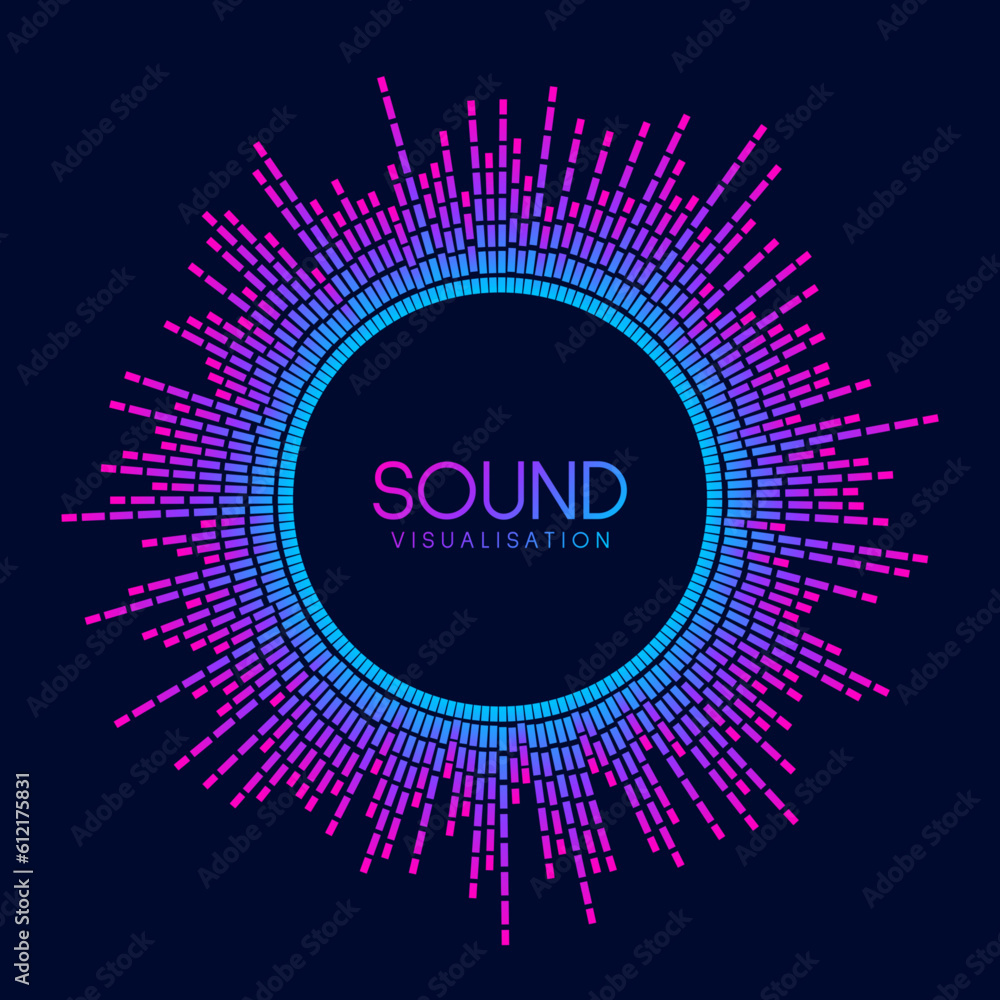 Circle sound wave visualisation. Pixelated music player equalizer ...
