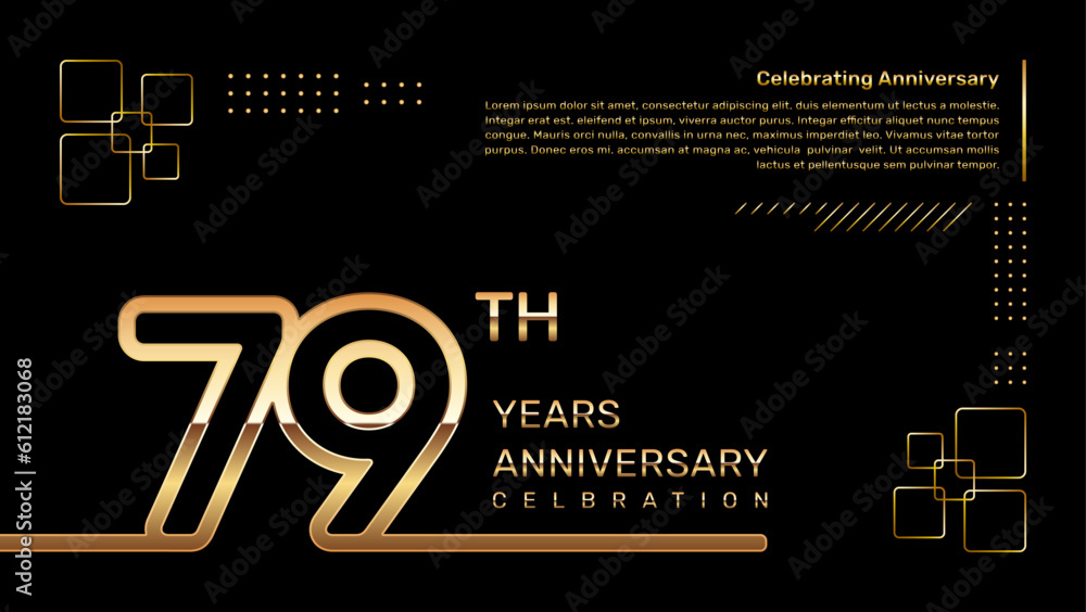 79 year anniversary template design with gold color and double line ...