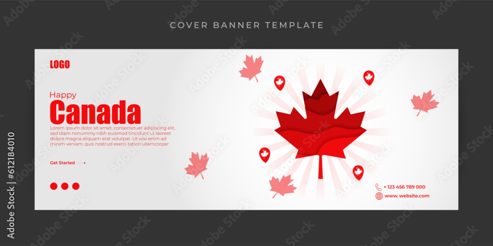 Vector illustration of Happy Canada Day Facebook cover banner mockup ...