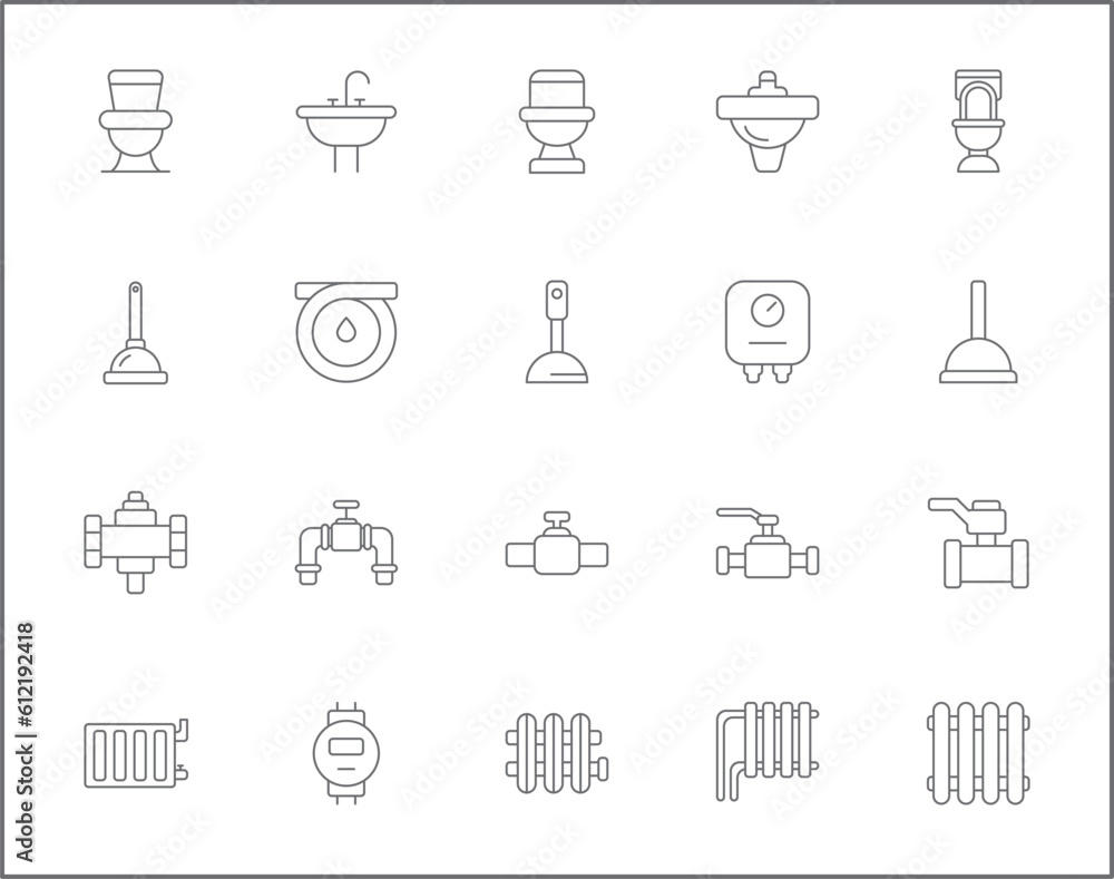 Simple Set of plumbing Related Vector Line Icons. Vector collection of ...