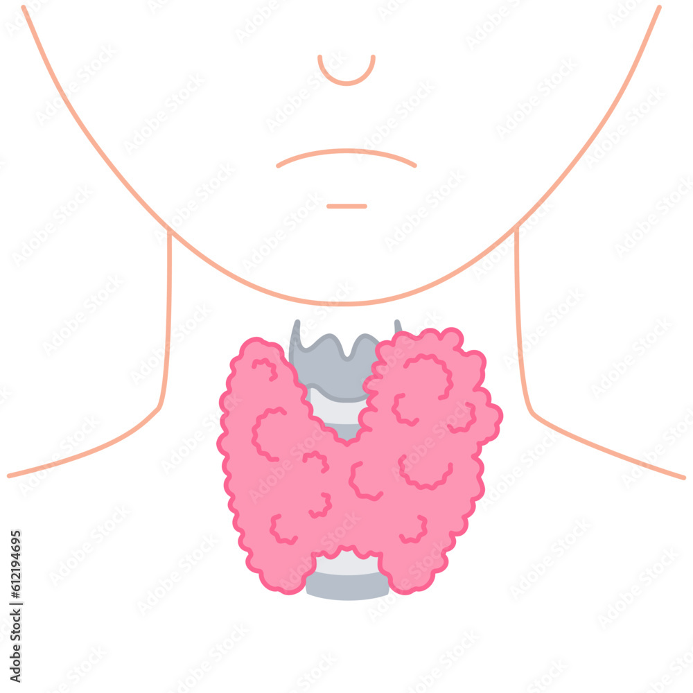 Enlarged thyroid gland lobe icon. Faceless body silhouette. Thyroid ...