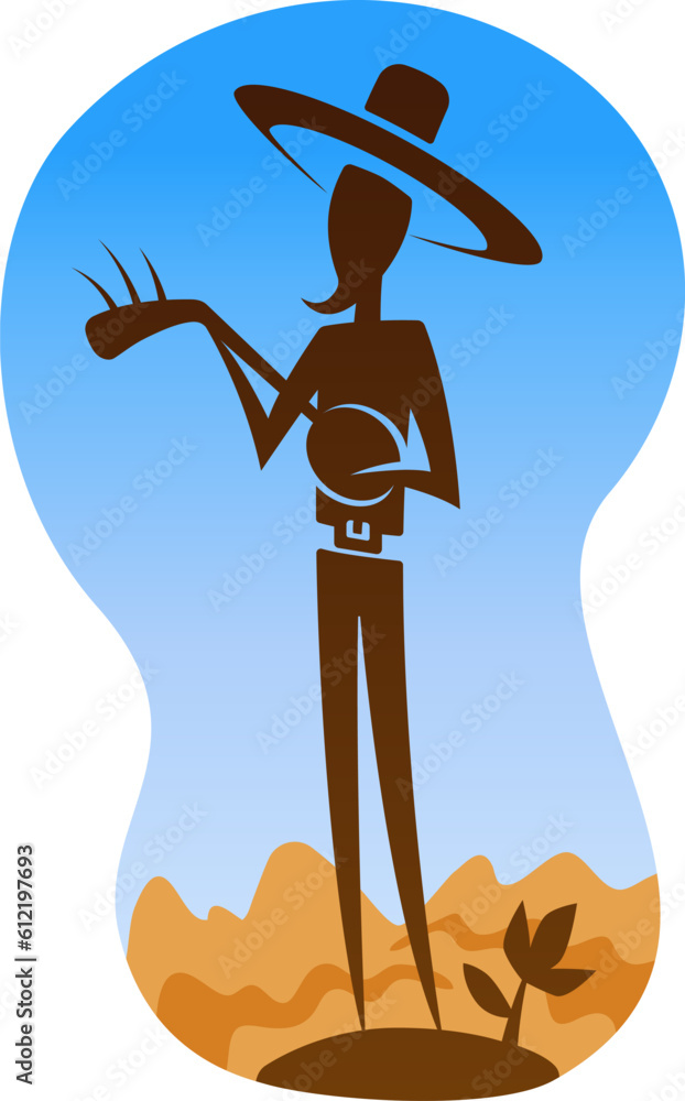 Mexican in a sombrero with a guitar. Mexico. Stick man doodle ...