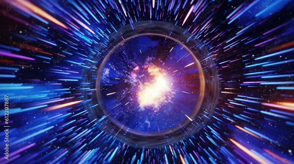 Hyper space speed multiverse abstract background Generative AI Stock ...