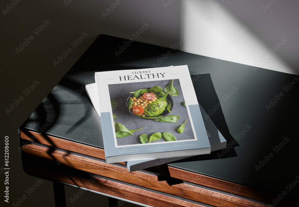 Mockup of two closed US letter size magazines with customizable covers ...