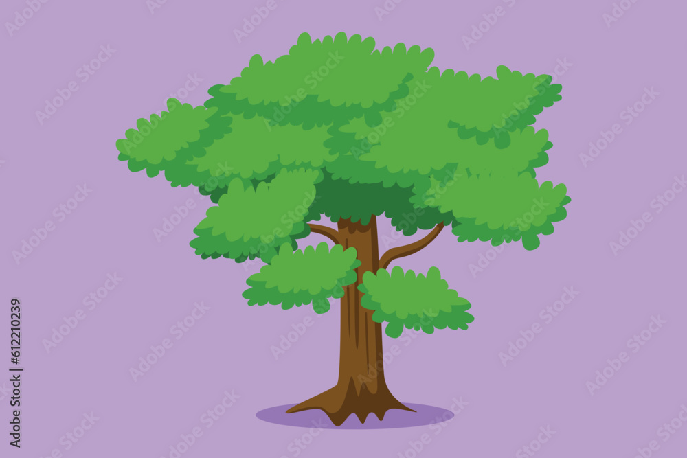 Cartoon flat style drawing green tree fertile isolated on blue ...