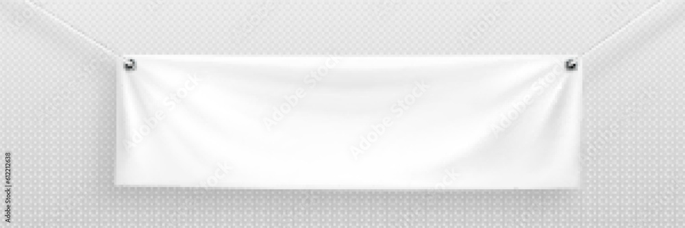 White realistic hang blank fabric horizontal canvas banner sign vector ...