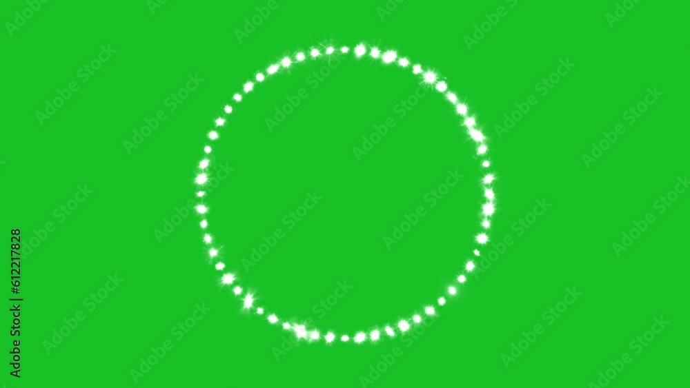 Circle shape blinking particles on green screen background motion ...