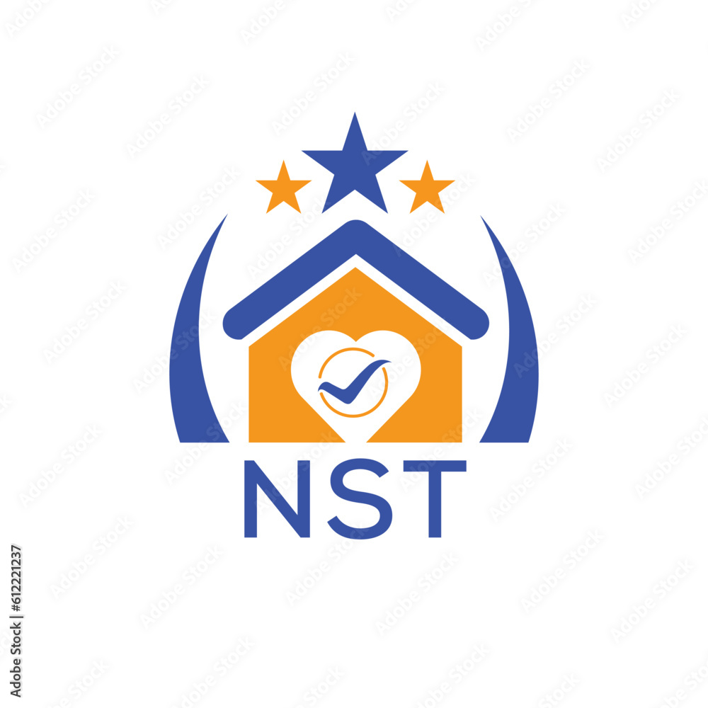 NST House logo Letter logo and star icon. Blue vector image on white background. KJG house ...